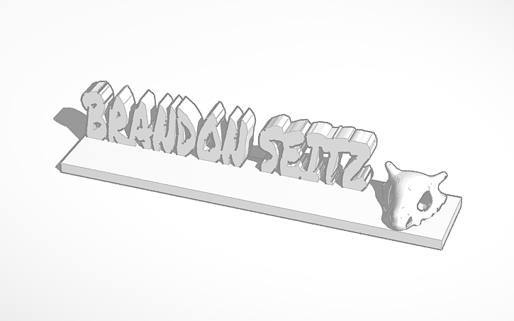 3D design Brandon Seitz - Nameplate - Tinkercad