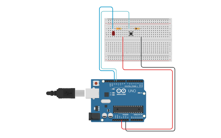 Circuit design LED_Button_Control | Tinkercad