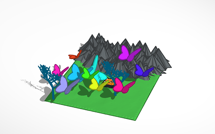 3D design Foxy Loxy In The Mountains With Butterflies - Tinkercad
