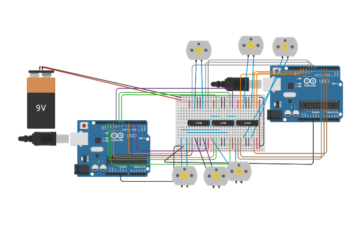 Circuit design Llantas de robot explorador - Tinkercad