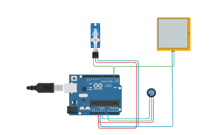 Circuit design Servo Aufgabe 1 | Tinkercad