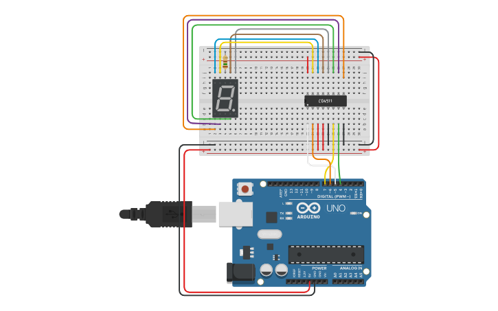 Circuit Design Display 7 Segmentos Com Cd4511 Tinkercad