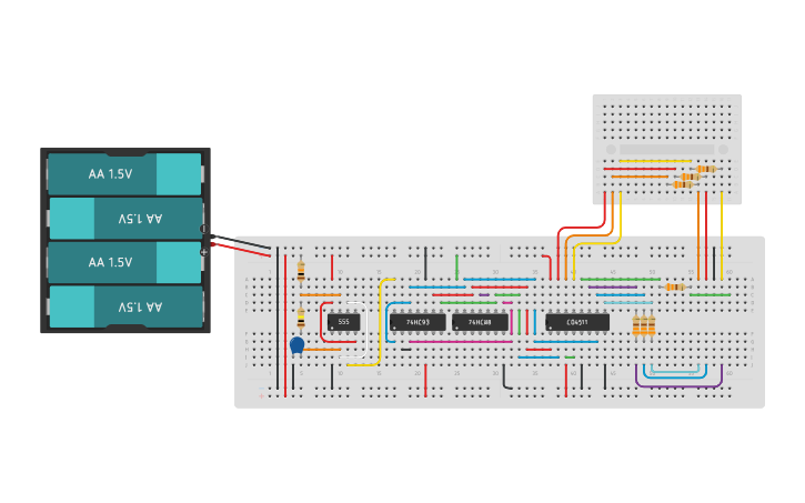 Circuit design Display Counter 0-6 | Tinkercad