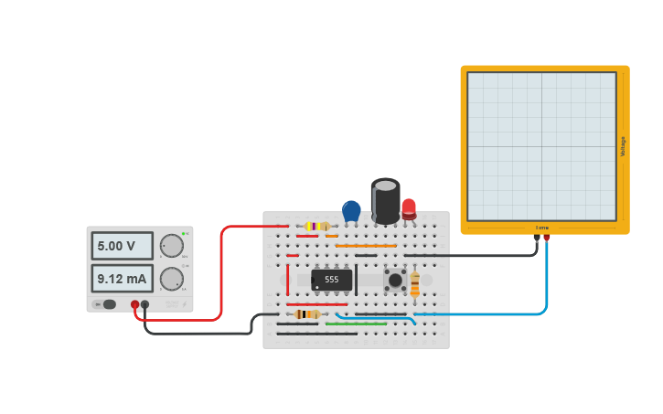 Circuit design Monostable Multivibrator with 555. - Tinkercad