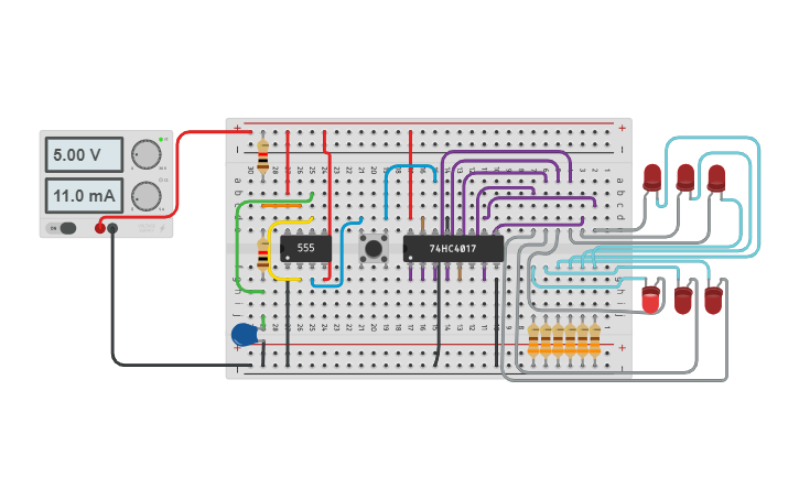 Circuit design ELECTRONIC DICE - Tinkercad