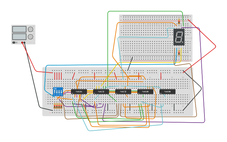 Circuit design Circuito: Nombre en Display 7 segmentos - Tinkercad