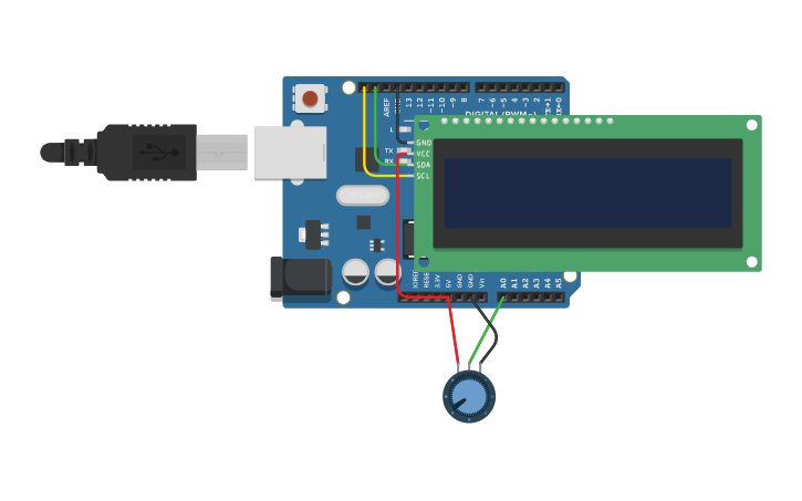 Circuit design LCDI2C - Tinkercad