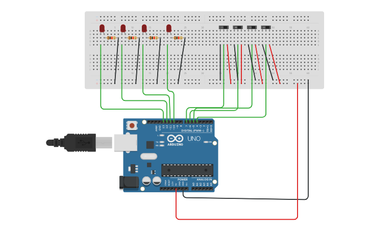 Circuit design Binary to Gray code converter - Tinkercad