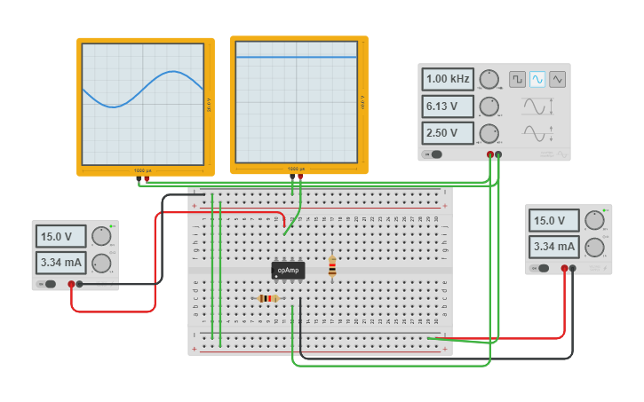 Circuit design inverting opamp . - Tinkercad