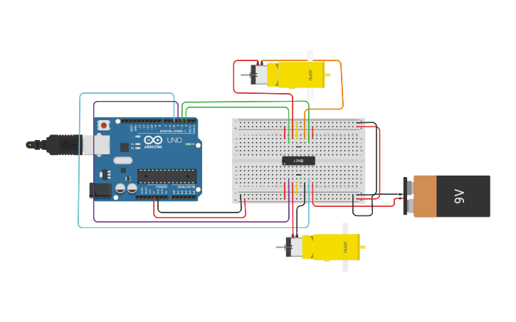 Circuit design Conexión y programación de puente H con dos motores ...
