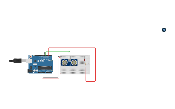 Circuit design Ultrasonic Sensor - Tinkercad
