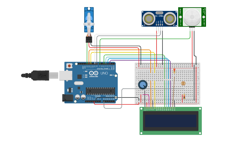 Circuit design Smart Gate - Tinkercad