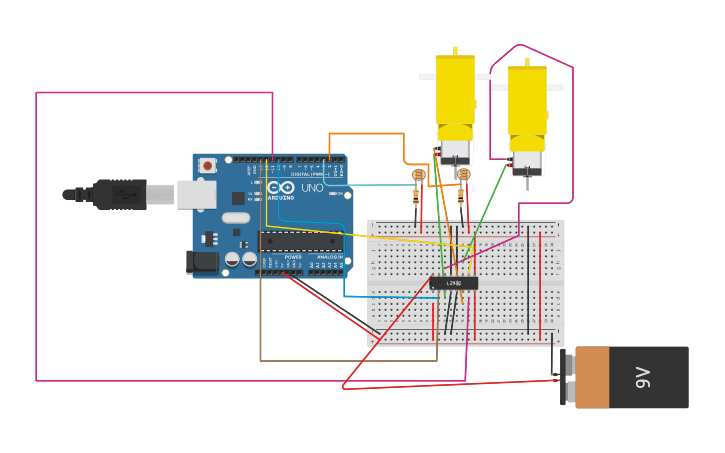 Circuit design Braitenberg vehicle | Tinkercad