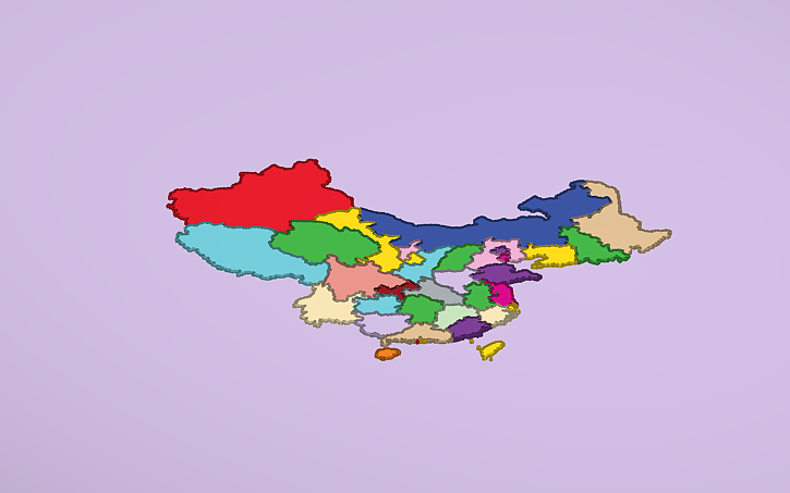 3D design China map - Tinkercad