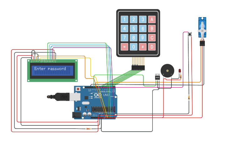 Circuit design door lock 1234* - Tinkercad
