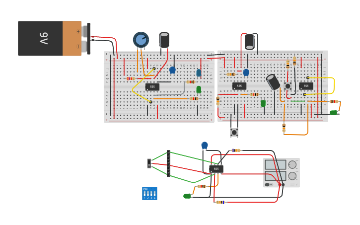 Circuit design timer 555 as astable | Tinkercad