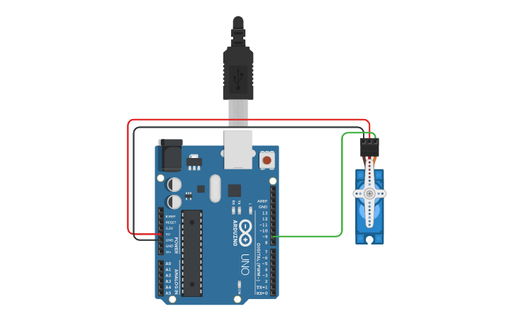 Circuit design 서브모터 시리얼모니터 - Tinkercad