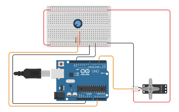 Circuit design Servo Motor - Tinkercad