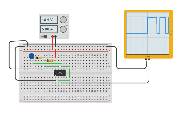 Circuit design NE555 - Tinkercad
