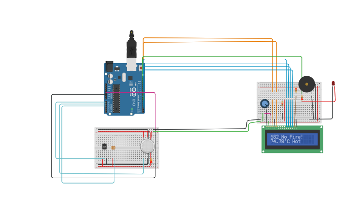 Circuit design Fire Detection - Tinkercad