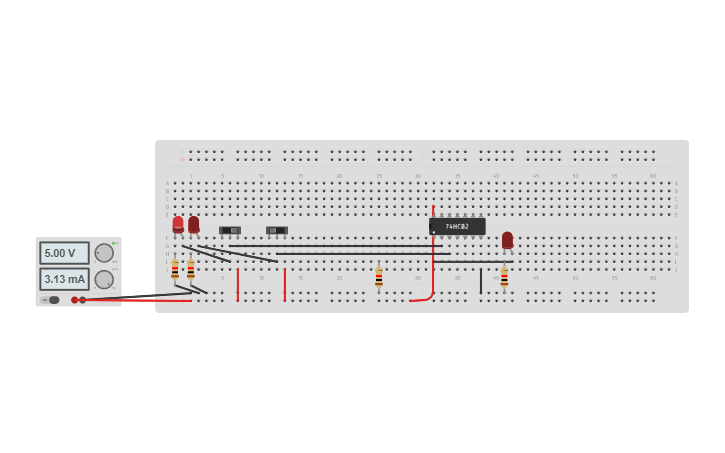 Circuit design CI 7402 | Tinkercad