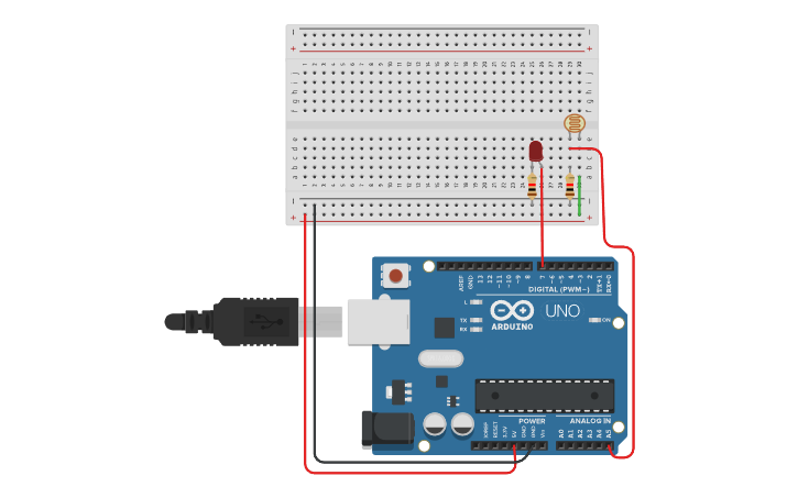 Circuit design Program 8 Photo resistor - Tinkercad