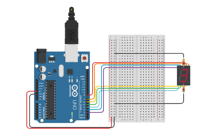 Circuit design 7 Seg Display (Advanced) | Tinkercad