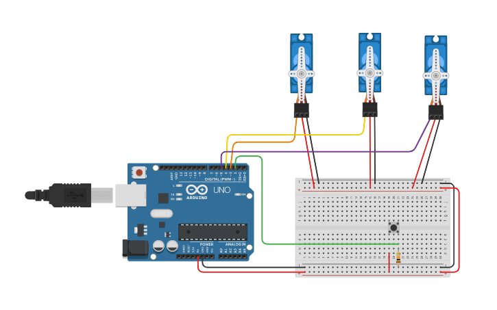 Circuit design Robotic arm - Tinkercad