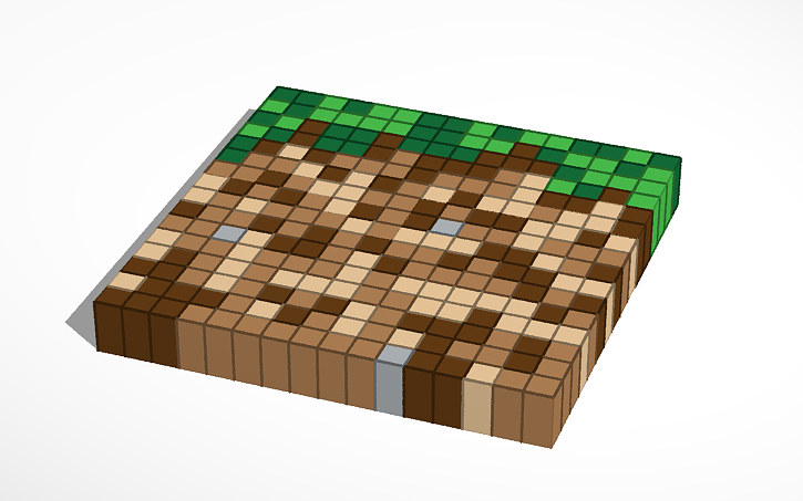 3D design Minecraft dirt block pixel art - Tinkercad