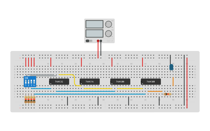 Circuit design Practica 3. Compuertas lógicas - Tinkercad