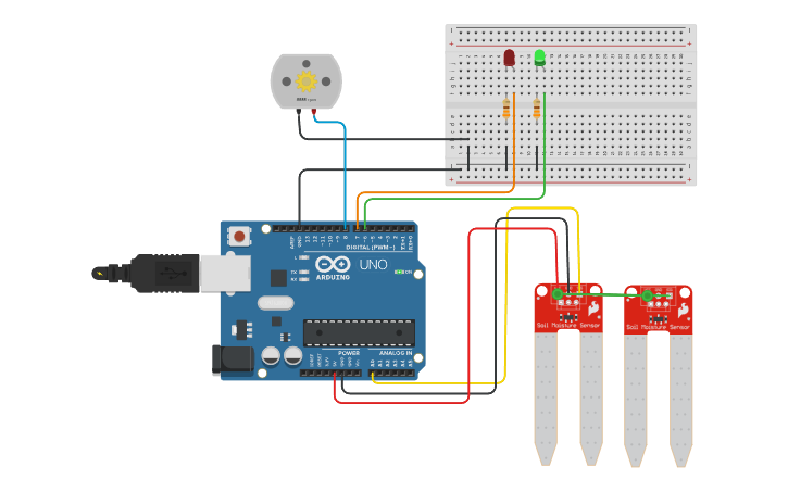 Circuit design Automatic Watering System - Tinkercad