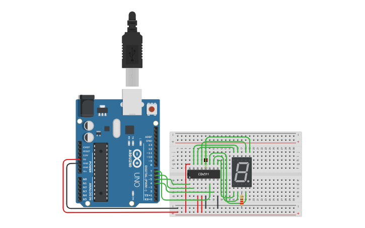 Circuit design BCD to 7 Segment Decoder - Tinkercad