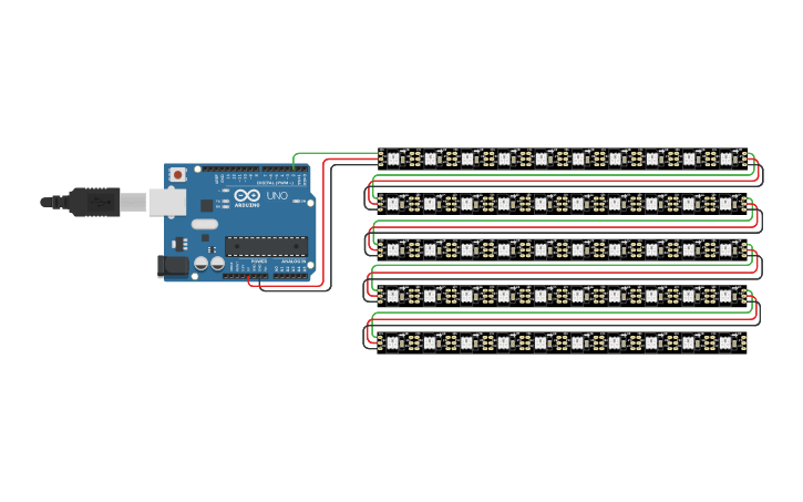 Circuit design Neopixel Xmas LED (Slow for simulation) - Tinkercad