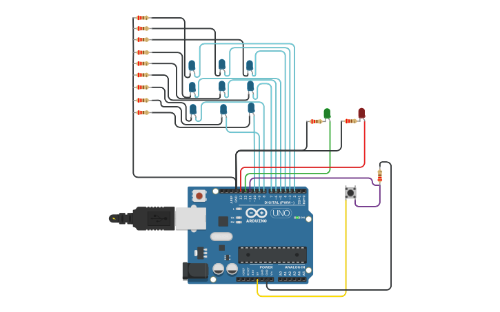 Circuit design P4.4 Dados - Tinkercad