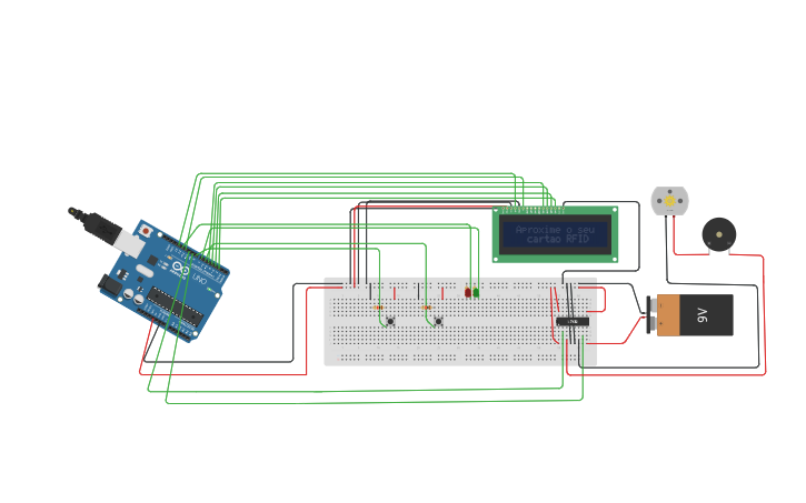 Circuit design Controle de acesso com RFID - Tinkercad