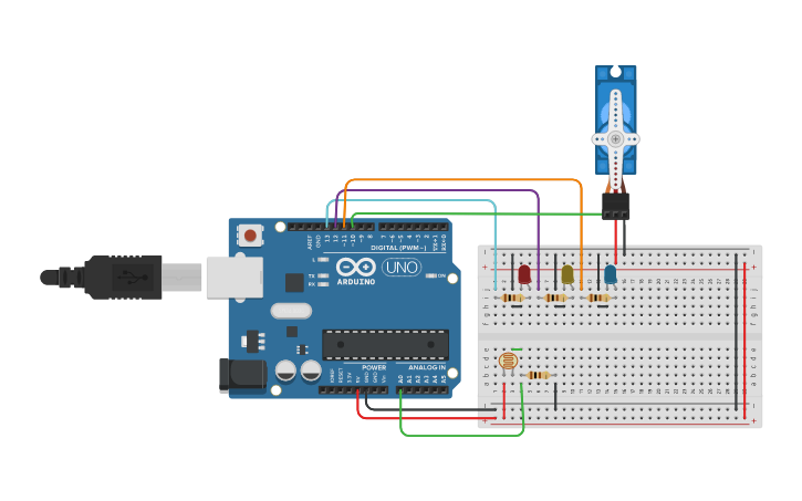Circuit design Hatch Status Indicator and Controller - Tinkercad