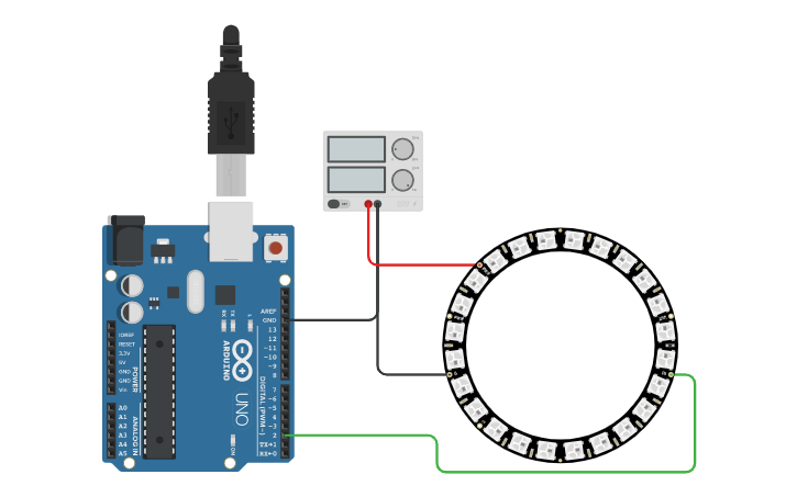 Circuit design Neopixel - Tinkercad