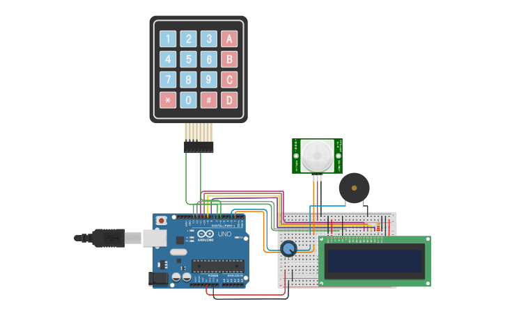 Circuit design Intrusion Detection - Tinkercad