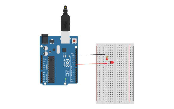 Circuit design Blinkende LED - Tinkercad