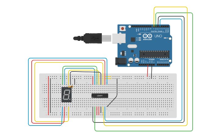 Circuit design Projeto 7seg | Tinkercad