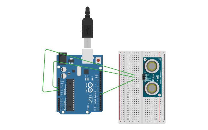 Circuit design Ultra sound - Tinkercad