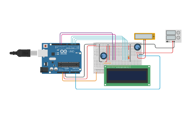 Circuit design Reading Potentiometer and Display to LCD - Tinkercad