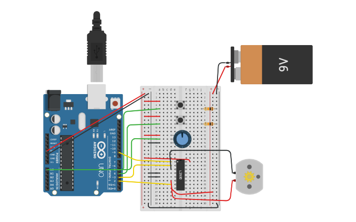Circuit design motor controller - Tinkercad