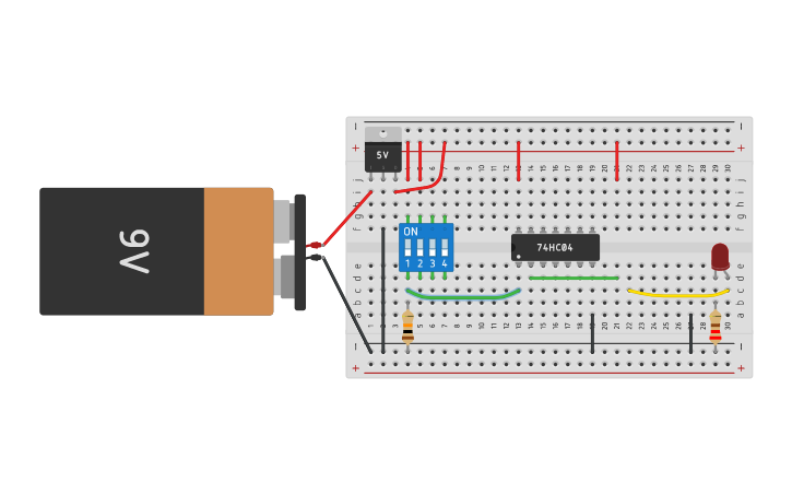 Circuit design Copy of compuerta YES (2 chips NOT 7404) - Tinkercad