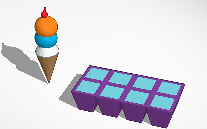 3D design Ice tray and Ice cream - Tinkercad