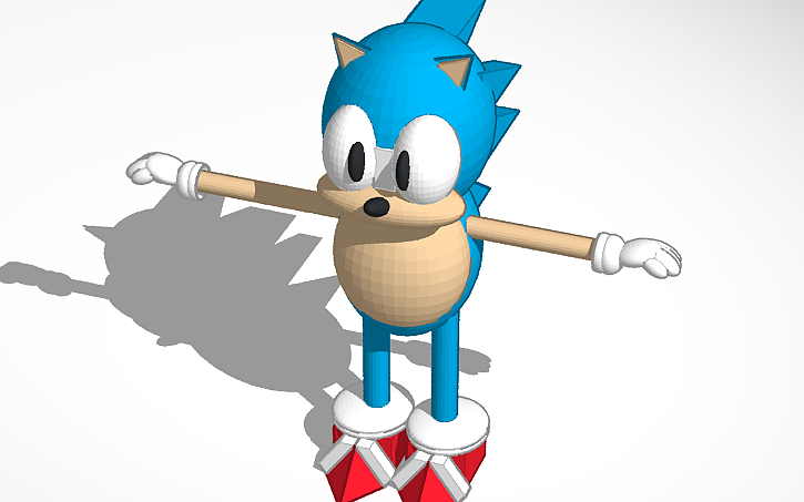 3D design sonic T-pose - Tinkercad