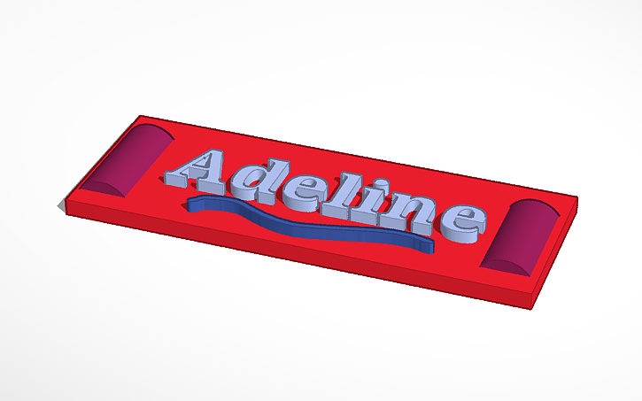 3D design Adeline name tag - Tinkercad