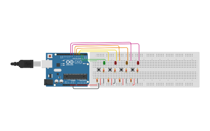 Circuit design pushbutton - Tinkercad