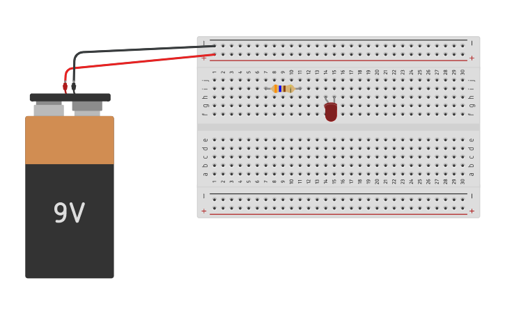 Circuit design Push-Button LED - Tinkercad