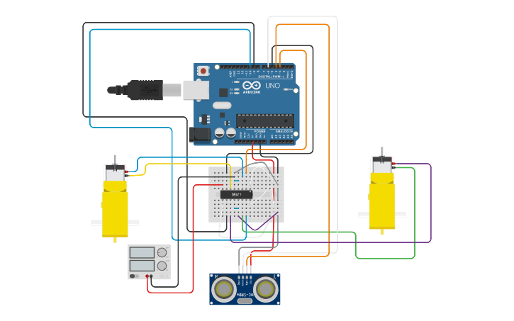 Circuit design Carrinho Robô - Tinkercad